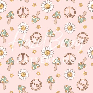 Boho Daisy Seamless Pattern, Digital Download, Groovy Seamless File ...