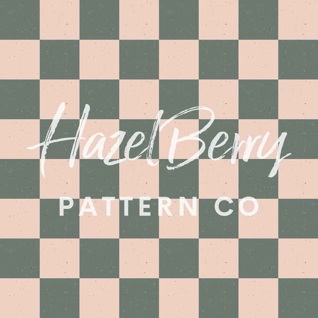 Retro Checkerboard Seamless Pattern, Digital Download, Green and Beige ...