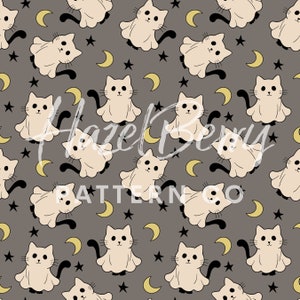 Ghost Kitty Seamless Pattern, Digital Download, Cute Halloween Seamless, Halloween Cat Seamless ...