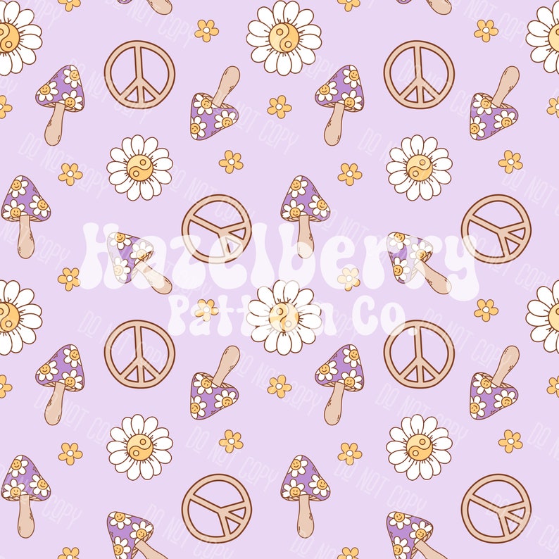 Boho Daisy Seamless Pattern/ Digital Download/ Groovy Seamless File ...