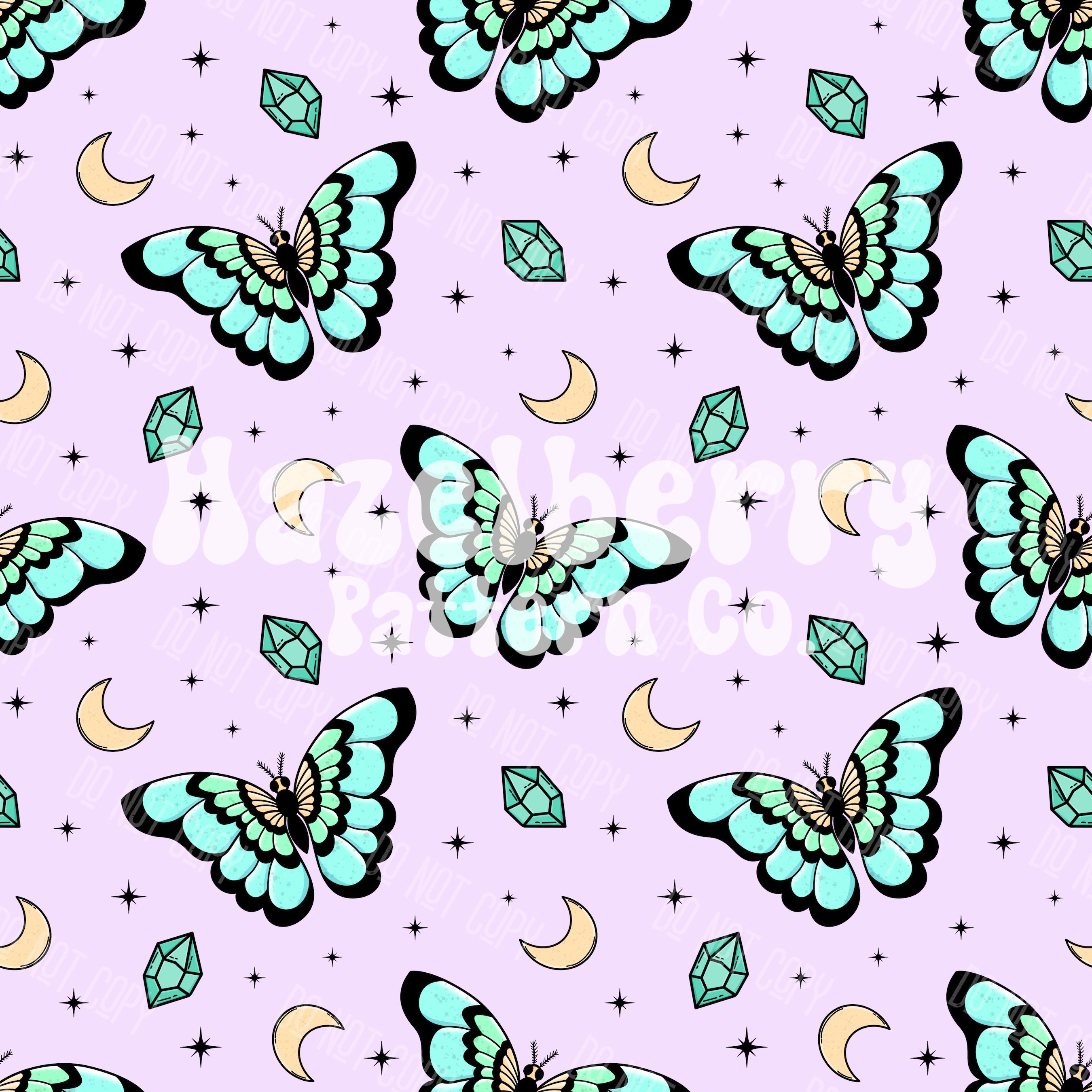 Moth Seamless Pattern, Retro Moth Seamless File, Butterfly Seamless Pattern, Celestial, Moth ...