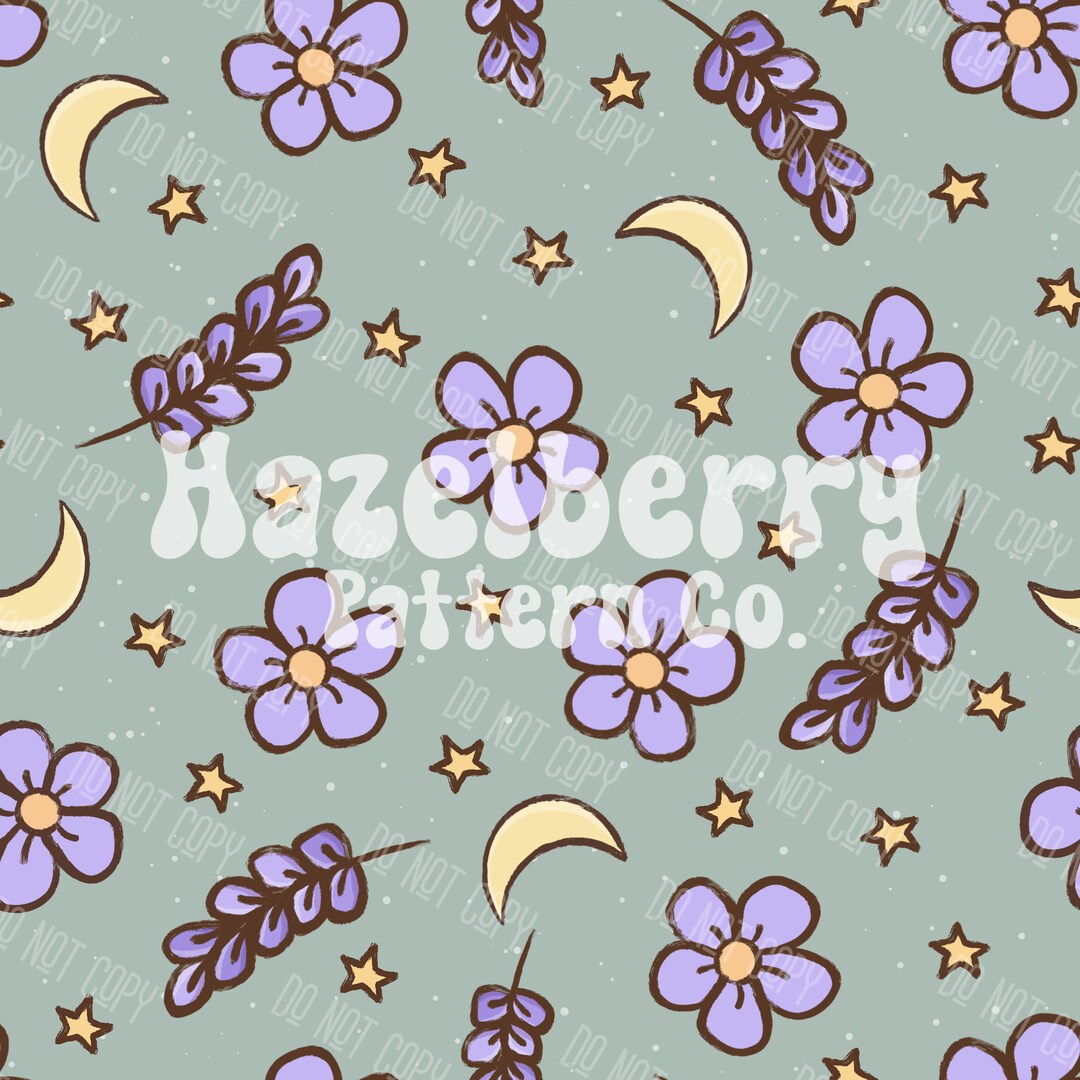 Boho Floral Seamless Pattern, Moon Seamless File, Witchy Seamless ...