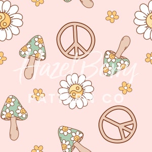 Boho Daisy Seamless Pattern, Digital Download, Groovy Seamless File ...