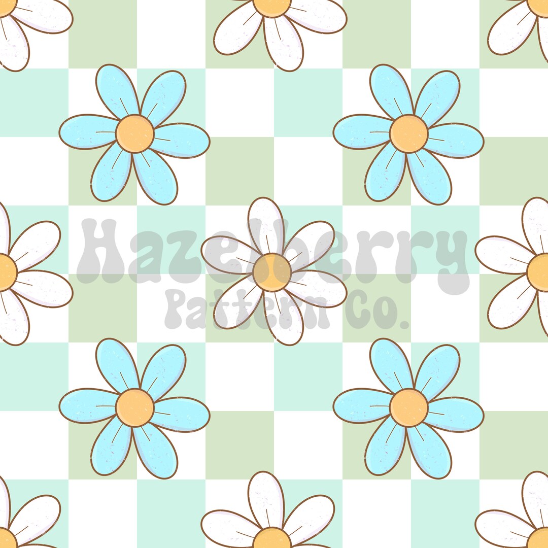 Retro Floral Seamless Pattern, Checkerboard Seamless, Girly Seamless ...