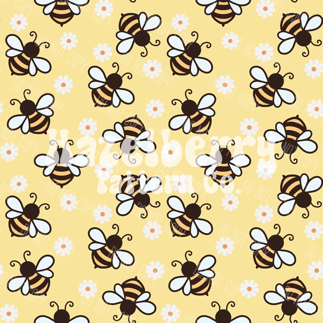 Spring Bees Seamless Pattern, Digital Download, Daisy Seamless Pattern ...