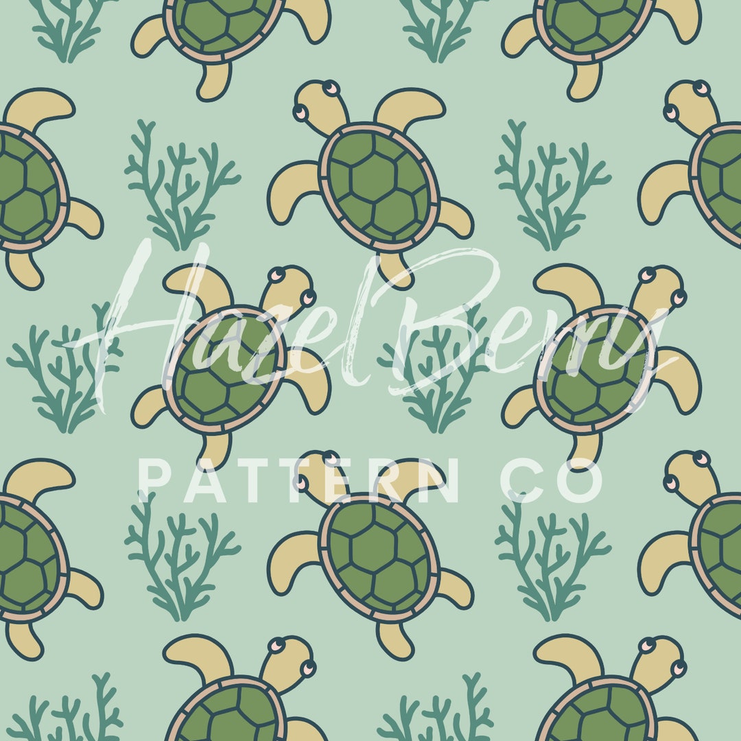 Retro Turtles Seamless Pattern/ Digital Download/ Sea Turtle - Etsy