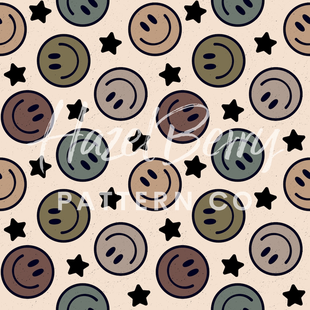 Retro Smileys Seamless Pattern, Digital Download, Boy Seamless Pattern ...