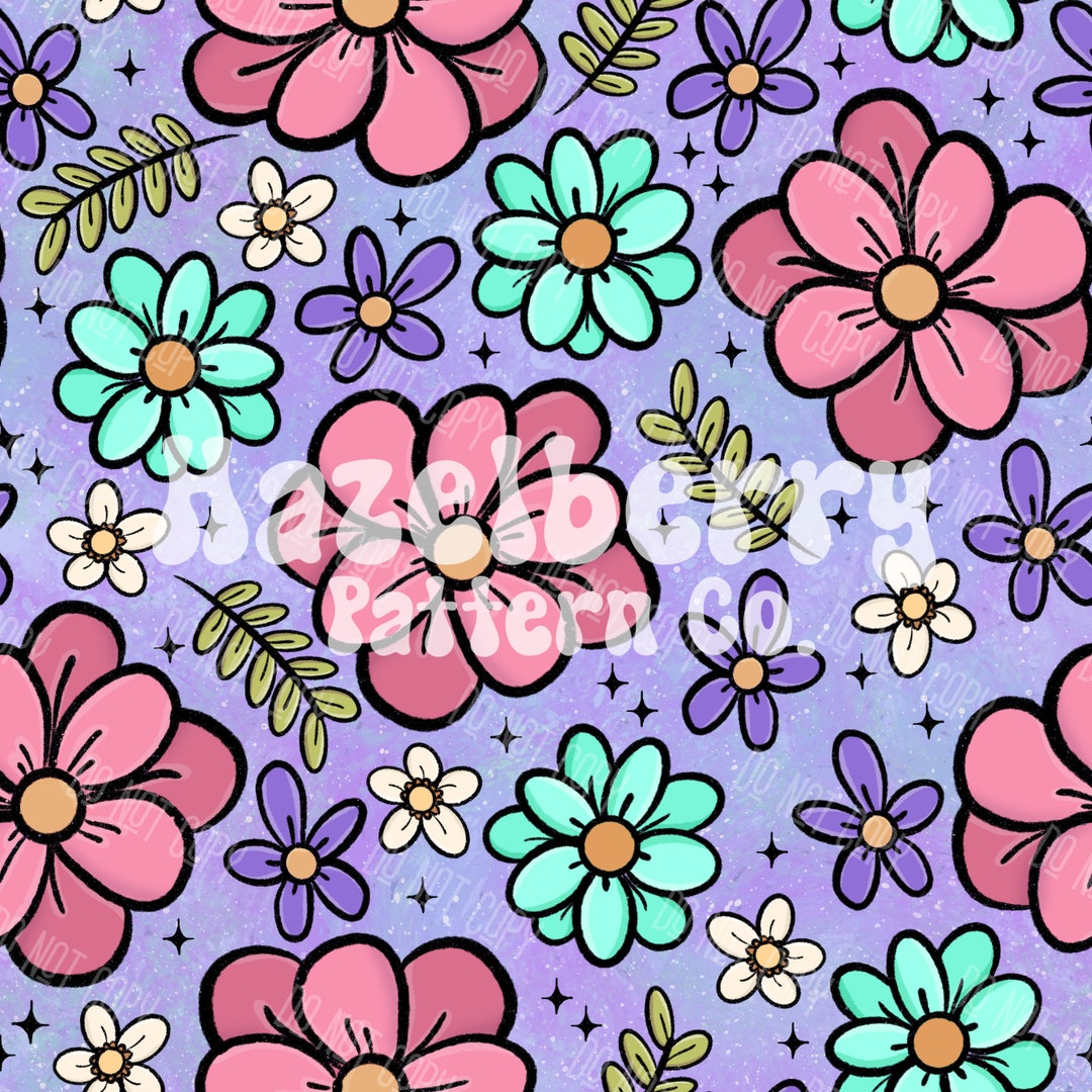 Retro Floral Seamless Pattern, Mixed Floral Seamless, Bright Floral ...