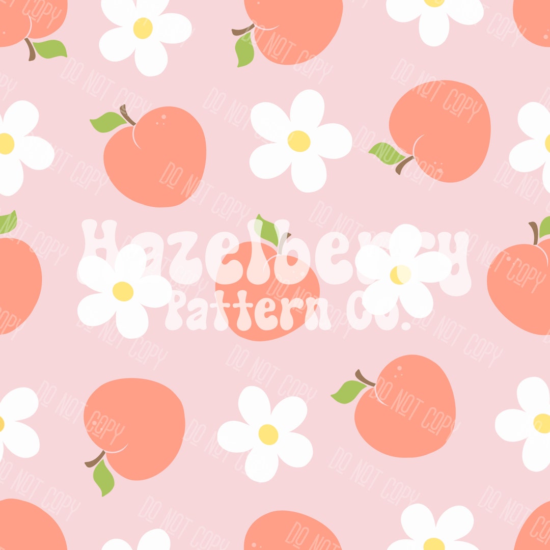 Retro Peach Seamless Pattern, Peach Seamless File With Pink Background ...