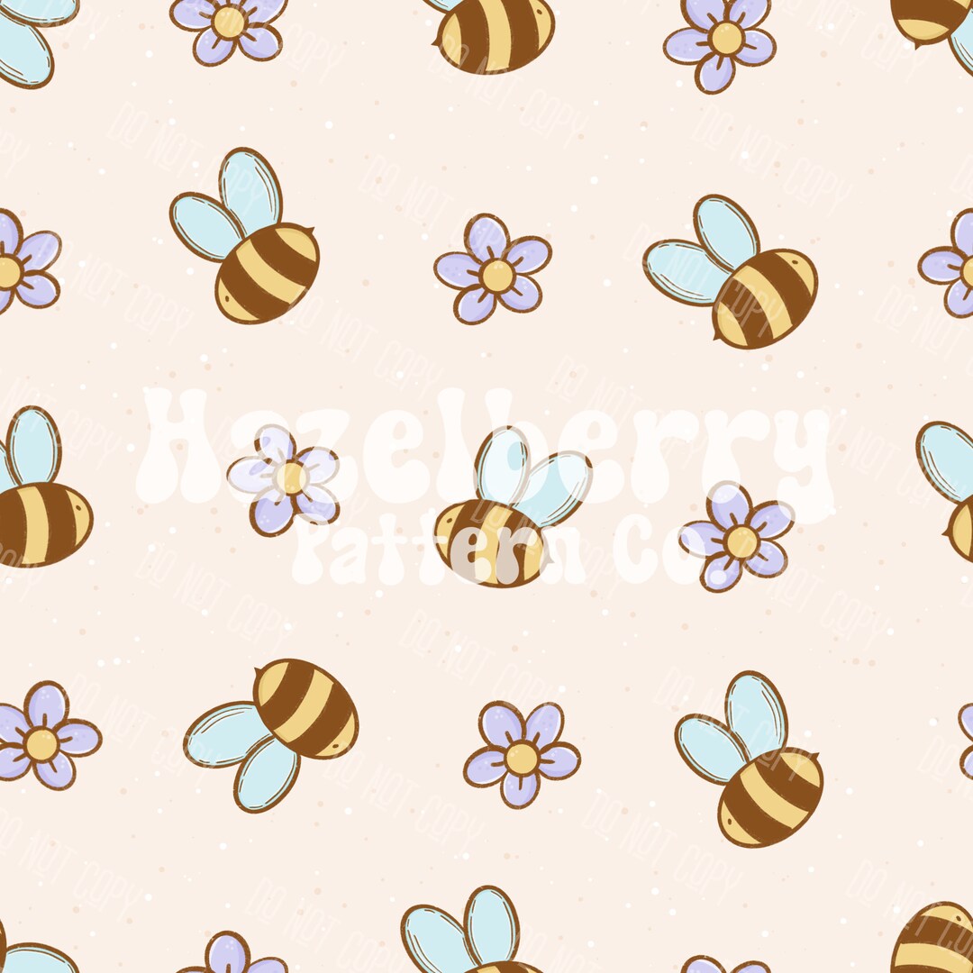 Bee Seamless Pattern, Daisy Seamless File, Spring Seamless Pattern for ...