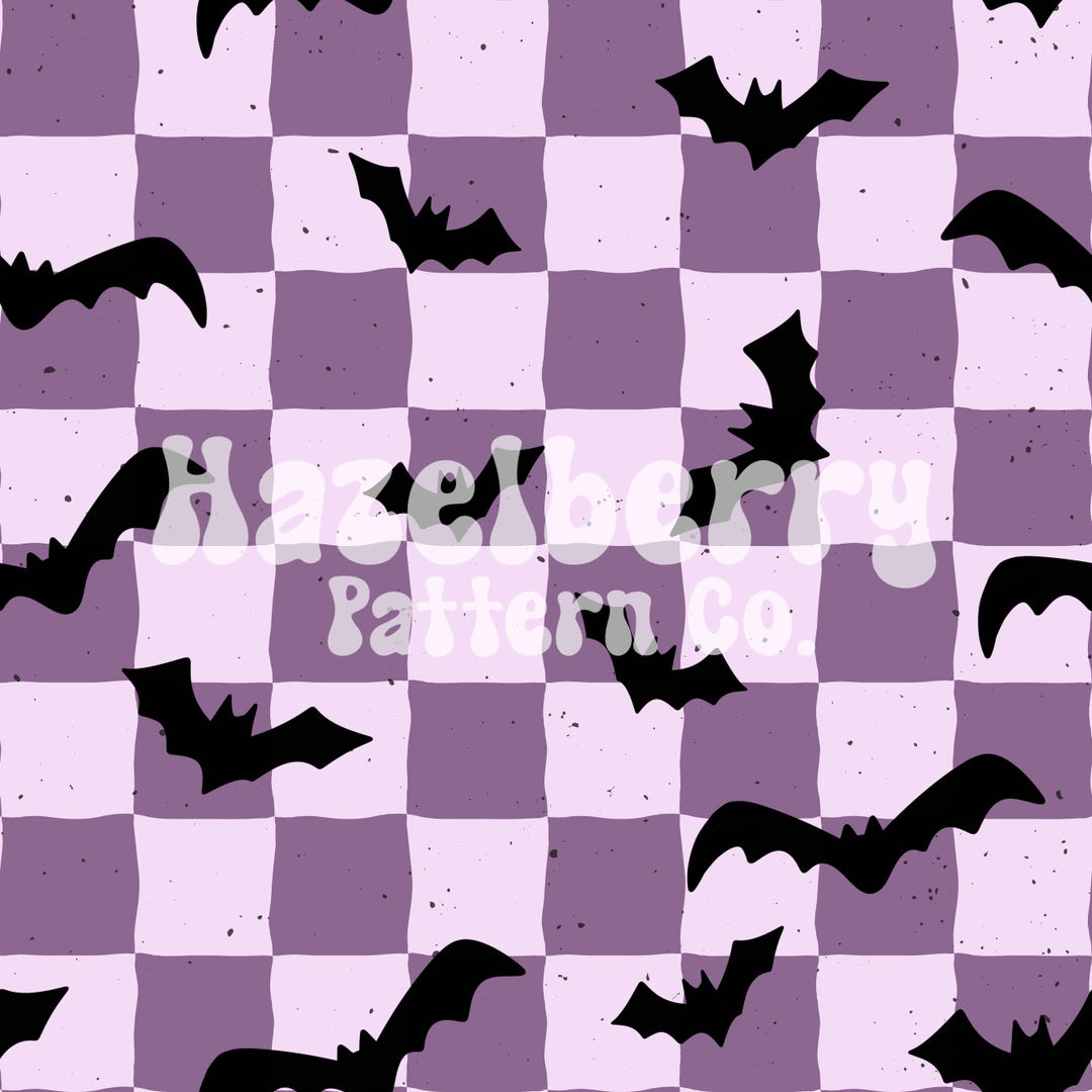 Bat Seamless Pattern, Digital Download, Wavy Checkerboard Seamless File ...
