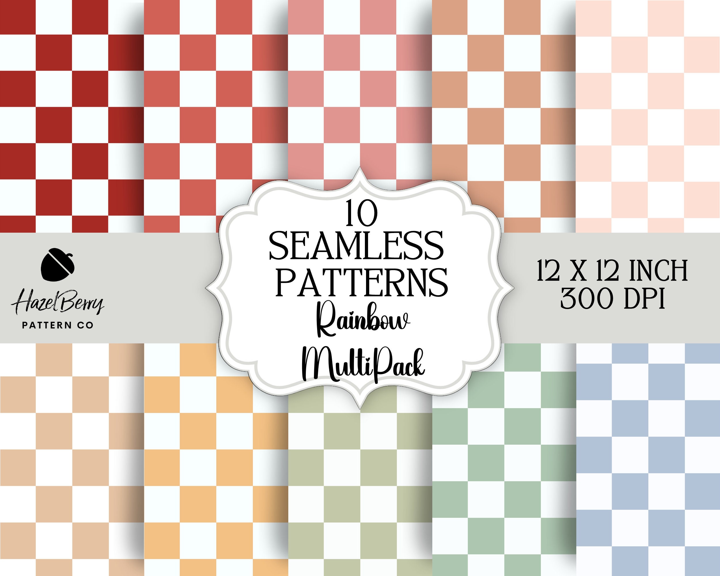 Checkerboard Bundle Pack, Digital Download, Multicolored Checkerboard ...