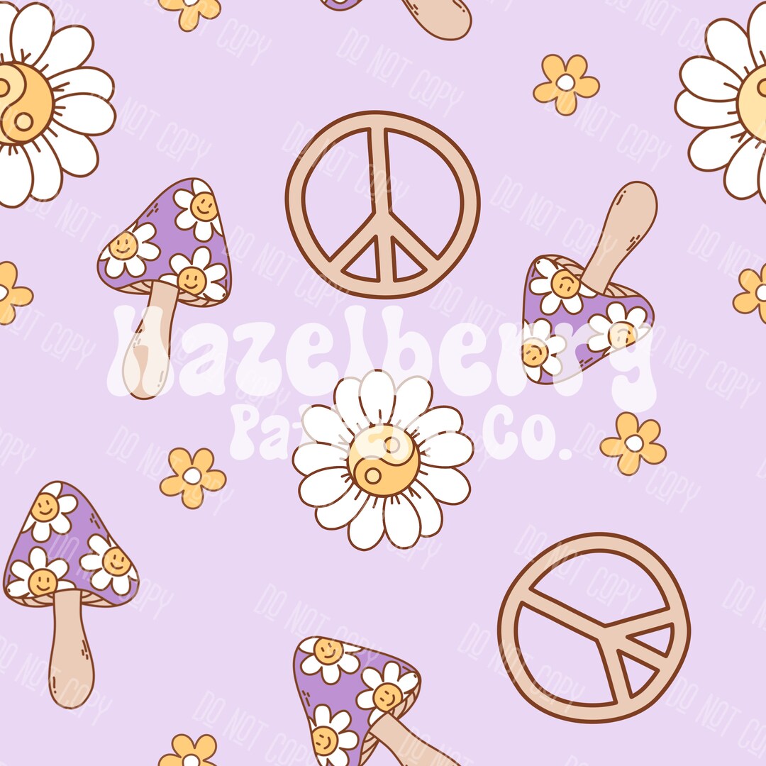 Boho Daisy Seamless Pattern, Digital Download, Groovy Seamless File ...