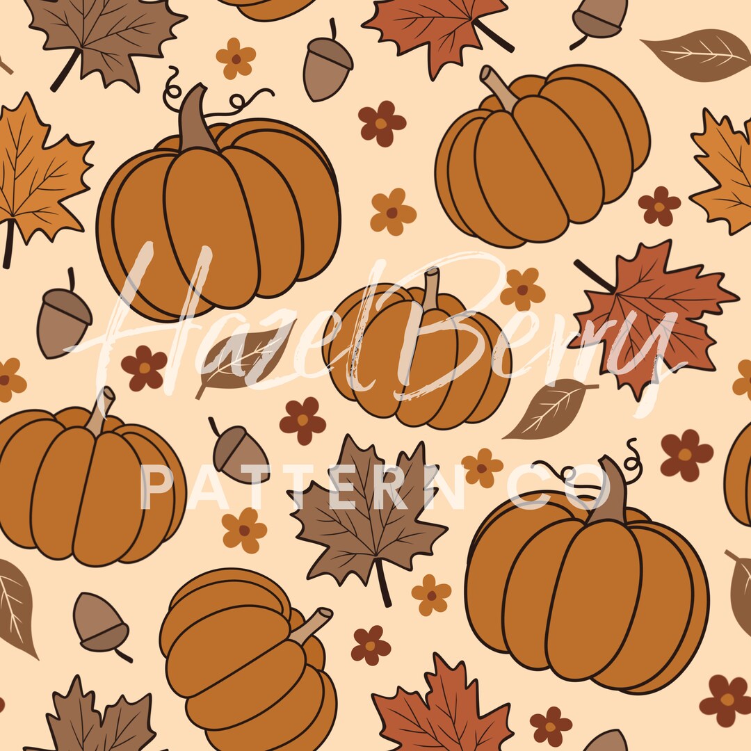 Fall Pumpkin Seamless Pattern, Digital Download, Pumpkin Patch Seamless ...