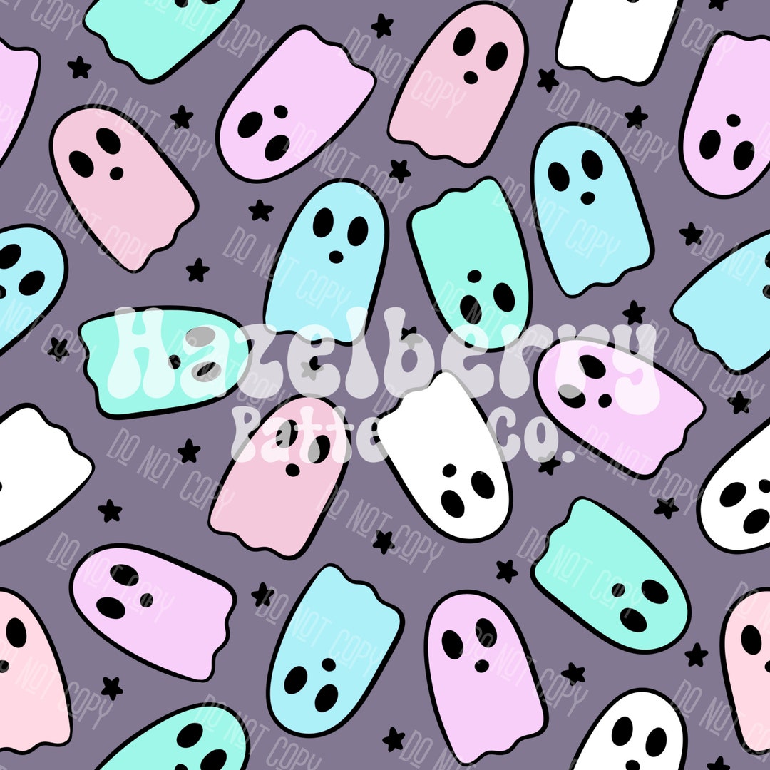 Pastel Ghost Seamless Pattern, Halloween Seamless File, Minimalist ...