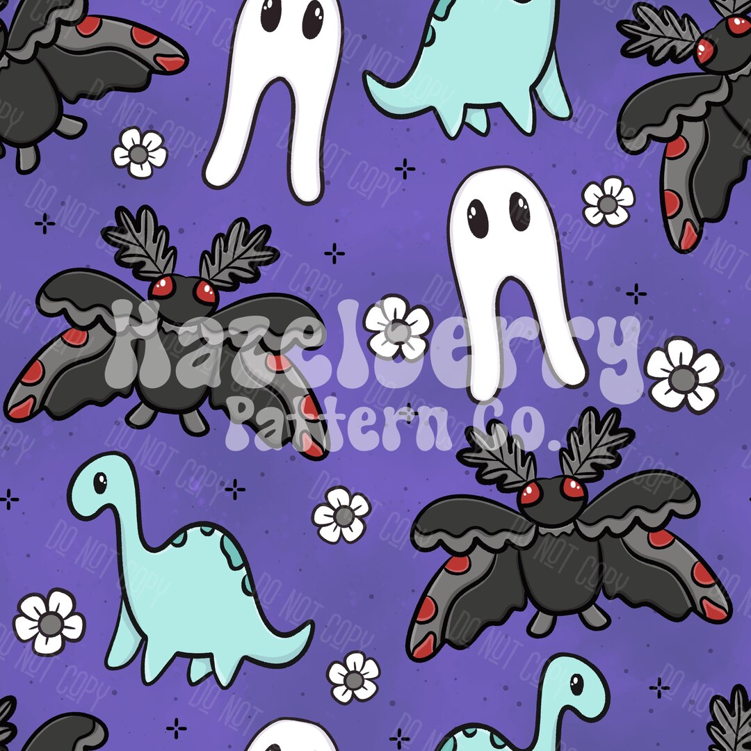 Cryptid Seamless Pattern, Digital Download, Nightcrawler, Nessie ...