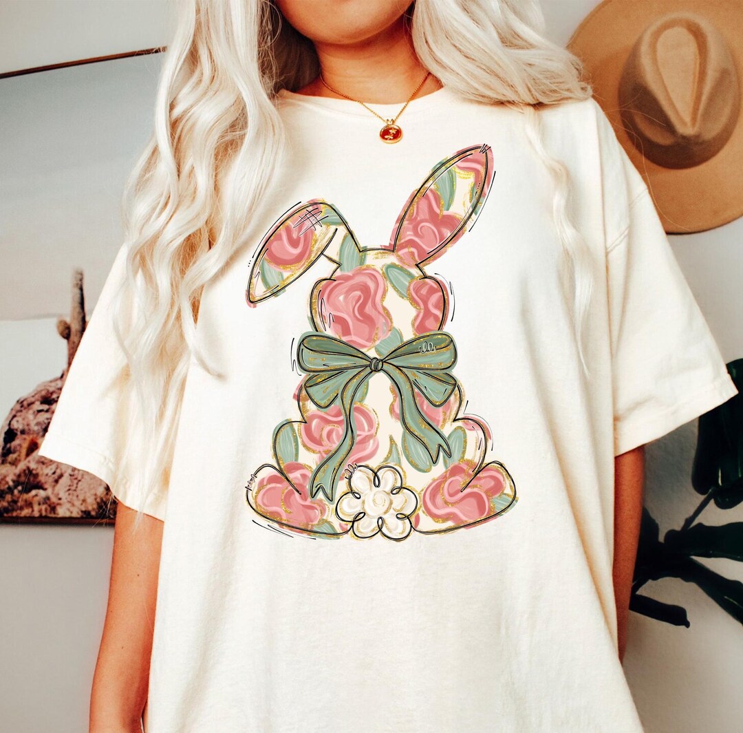 Comfort Colors® Floral Easter Shirt, Coquette Bow Easter Tshirt, Easter ...