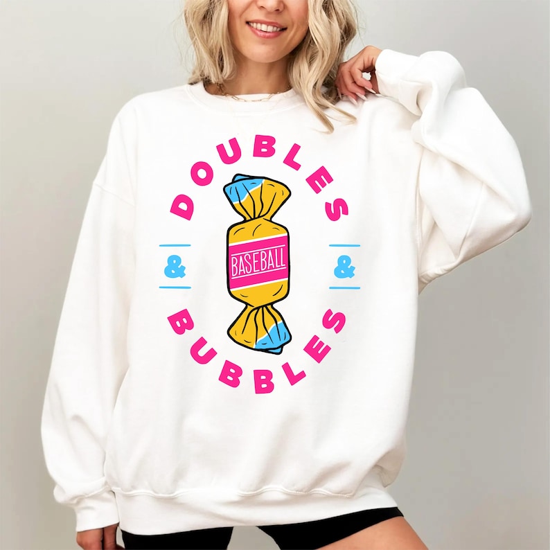 Baseball Sweatshirt Women, Baseball Shirt, Doubles and Bubbles Shirt ...