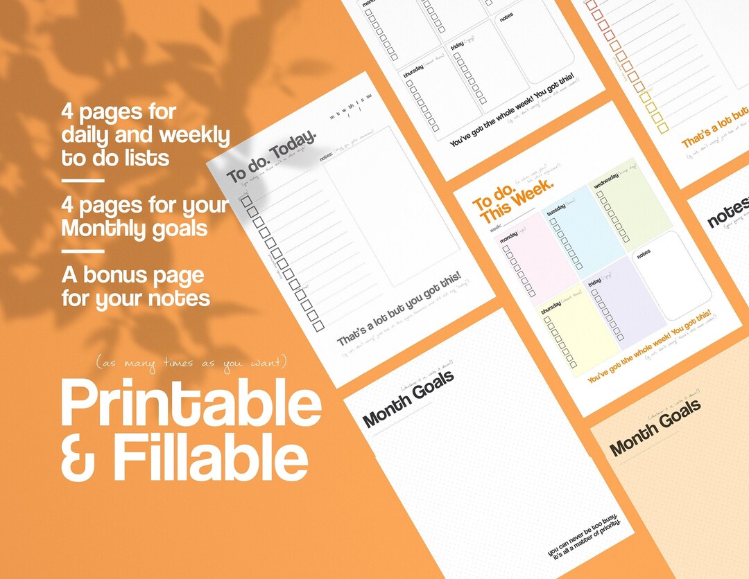 Printable Fillable to Do List | Daily, Weekly To-do Pdf Checklist ...
