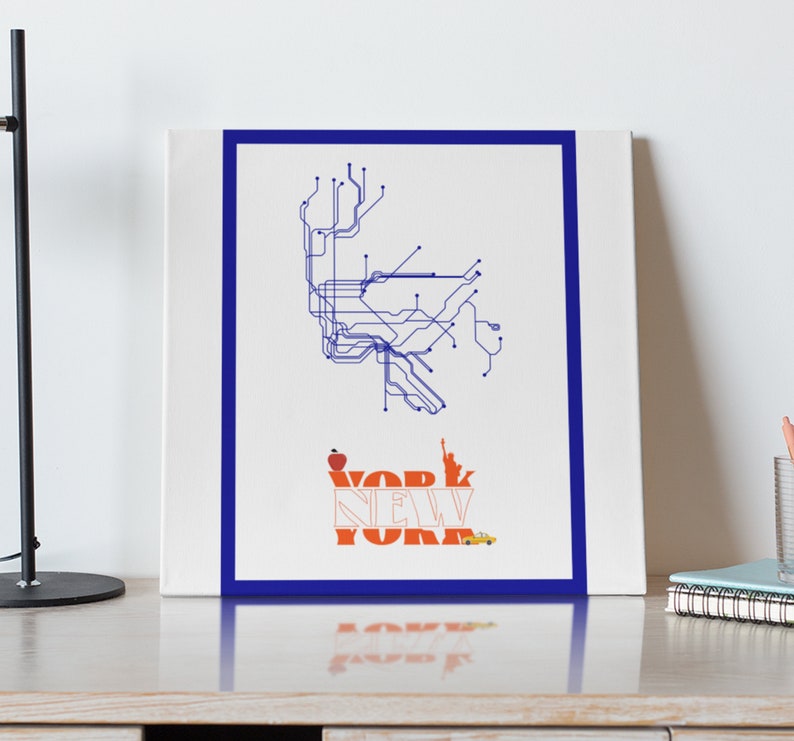 New York City Subway Map Art Print, NYC Poster, Digital Download, Wall ...