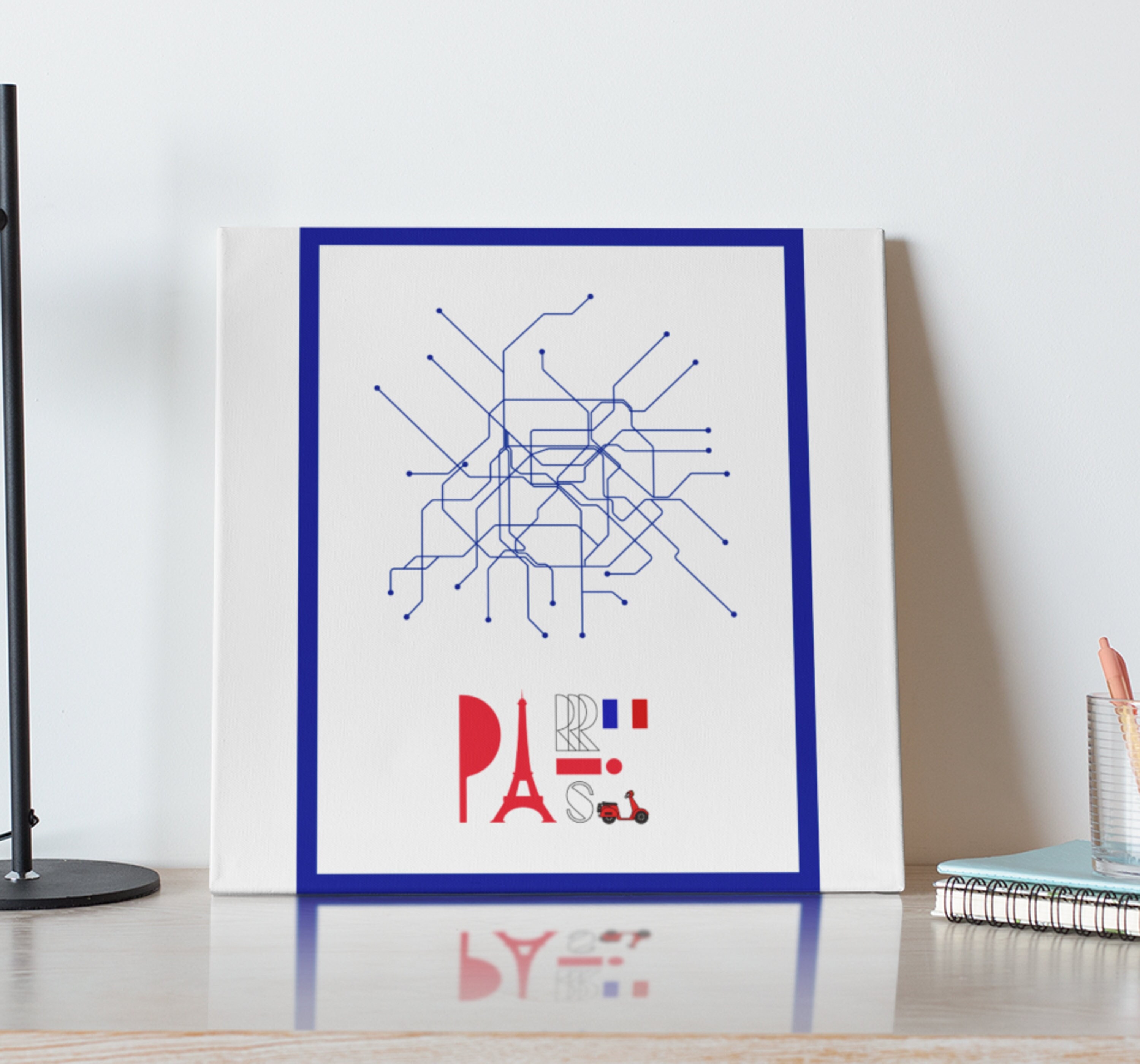 Paris Metro Map Art Print, Digital Download, Wall Art, Printable Art ...