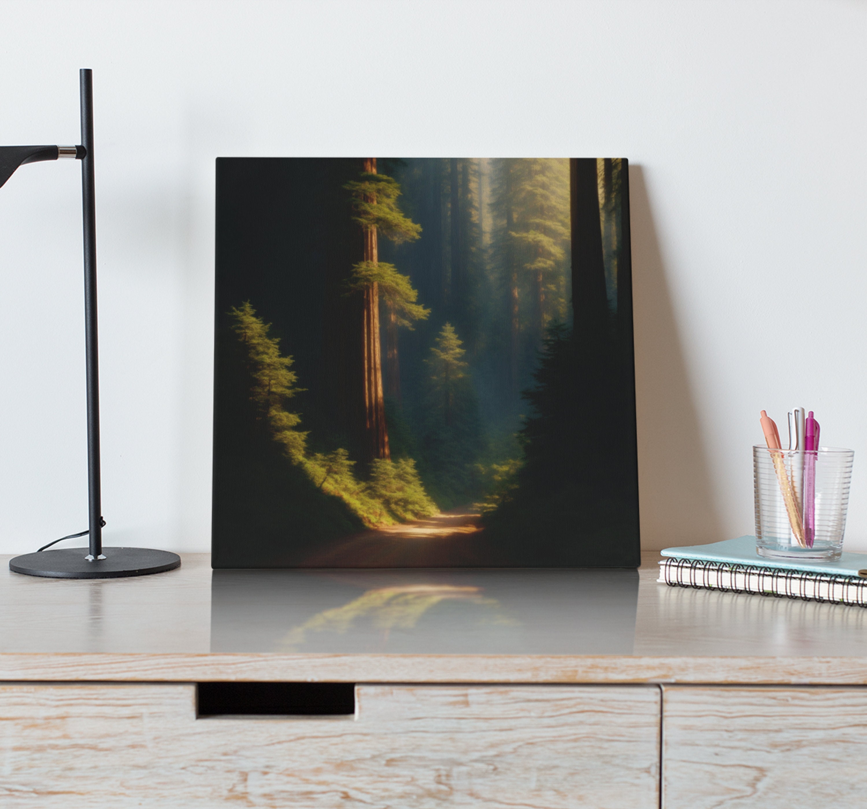 Redwood Forest Digital Painting, Redwoods and Mountains, Digital Art ...