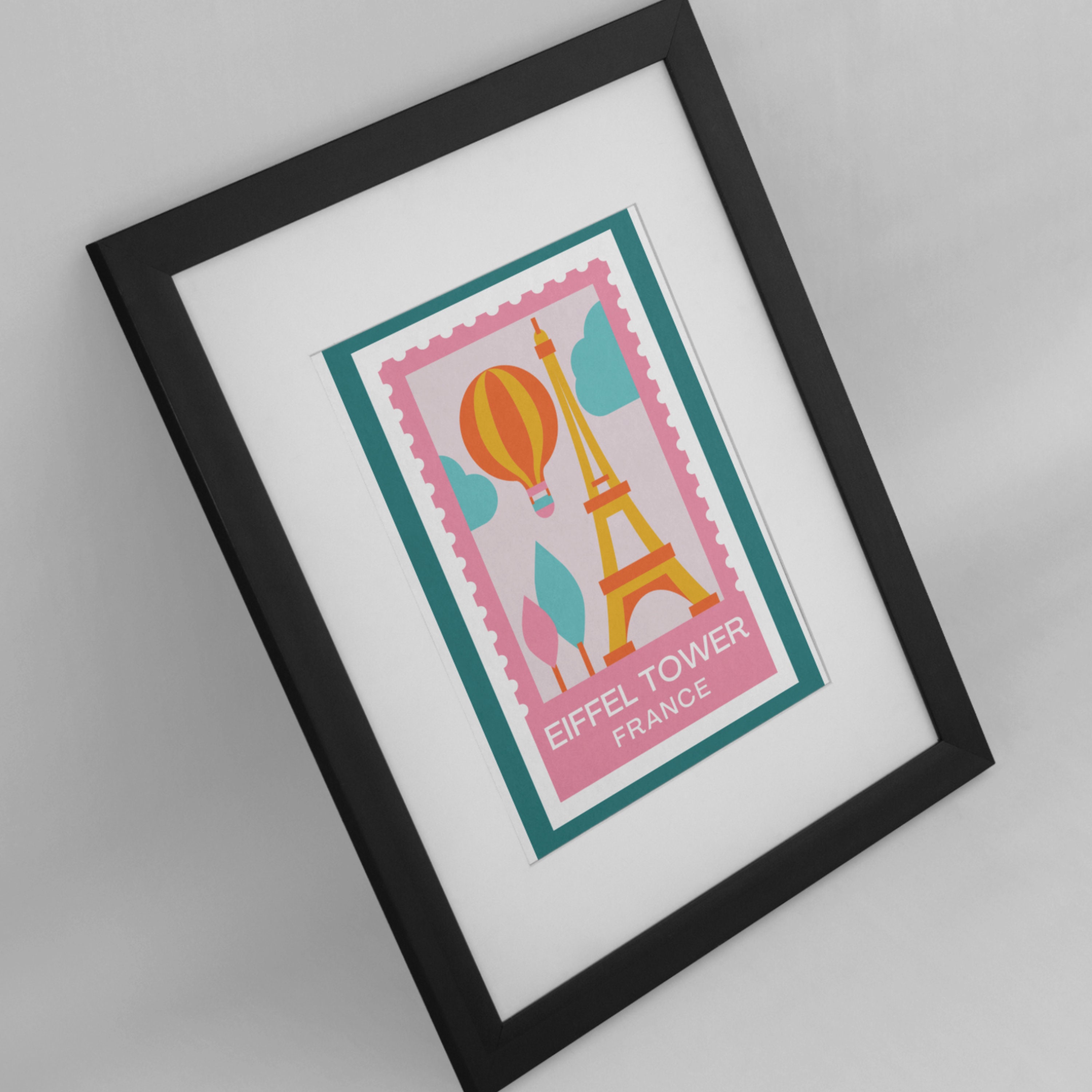Vintage Eiffel Tower Postage Stamp Print, Digital Print, Wall Art ...