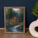 Cozy Log Cabin Digital Painting, Mountain Forest, Digital Art ...