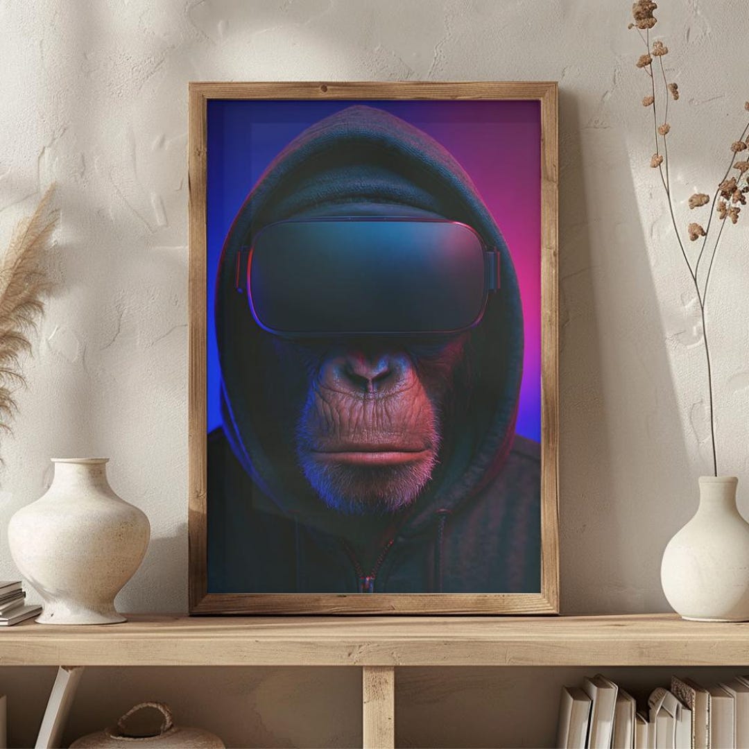 Cyber Ape Wall Art | Futuristic VR Chimpanzee Digital Download ...