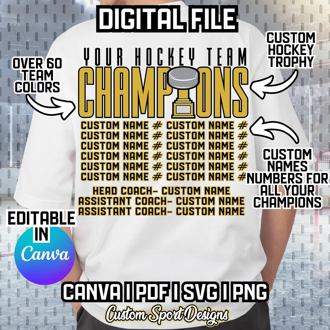 Custom Hockey Champions Template, Editable Canva, Player Names, Club ...