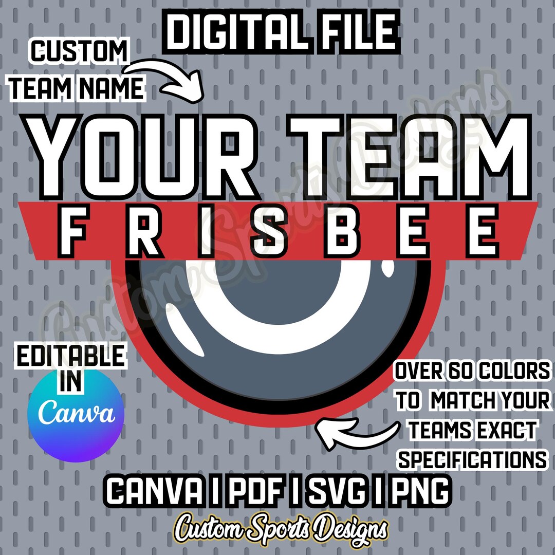 Custom Ultimate Frisbee Team Design, Personalized Sports Graphic, Canva ...