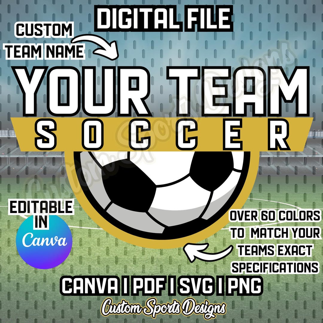 Custom Soccer Team Design, Personalized Futsal, Canva, Editable, SVG ...