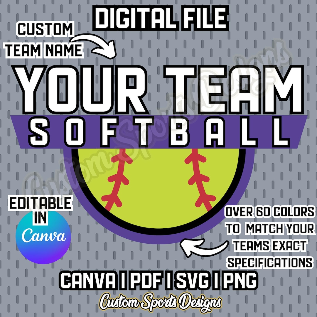 Custom Softball Team Design, Personalized Fast Pitch Tee Ball Graphic ...