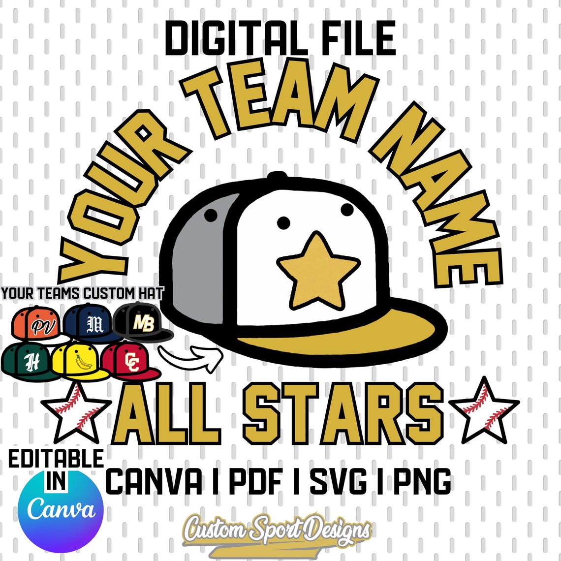 Custom All Star Baseball Design, Personalized, Baseball Canva, Editable ...