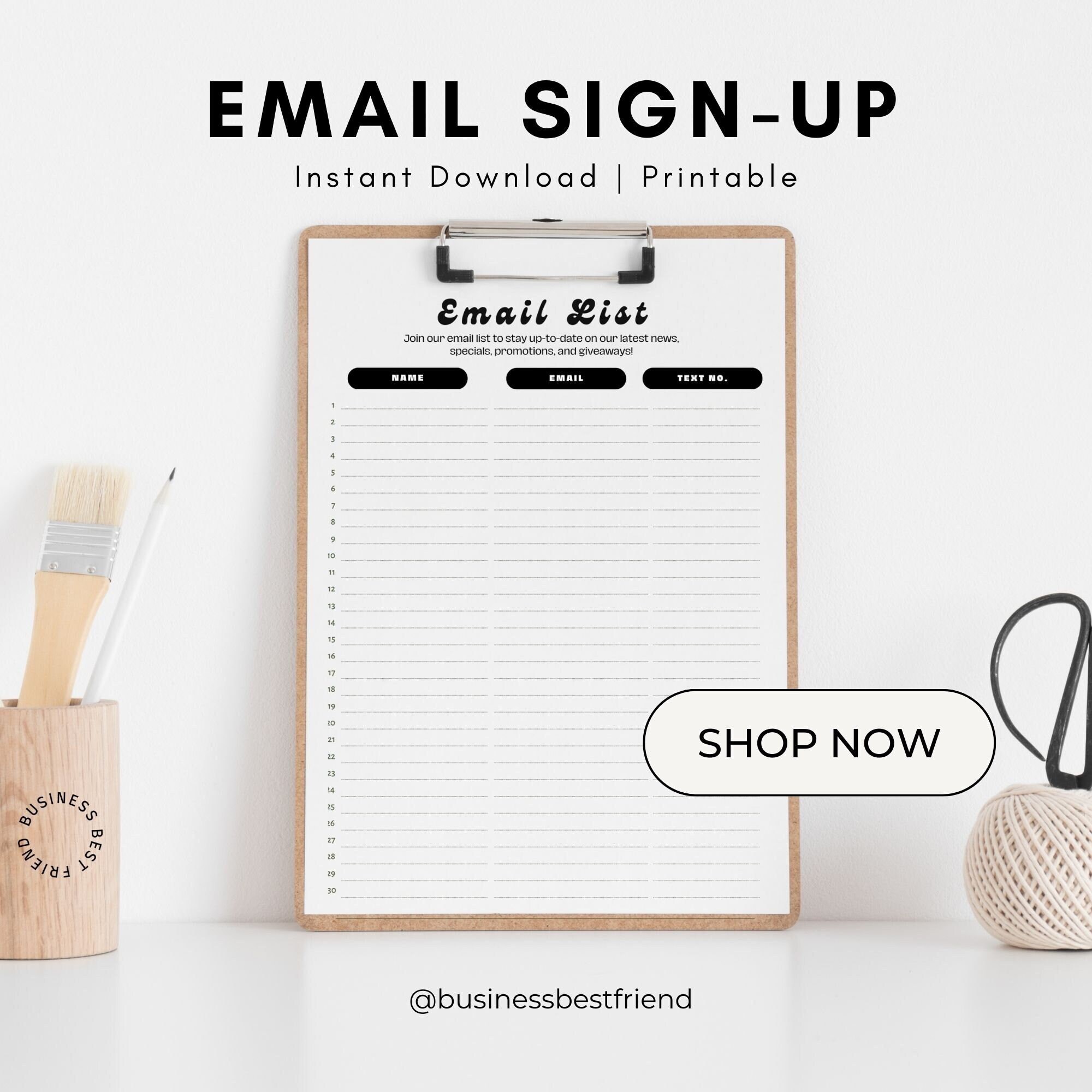 Email List Printable, Email Capture, Event Email List Sign up Form ...