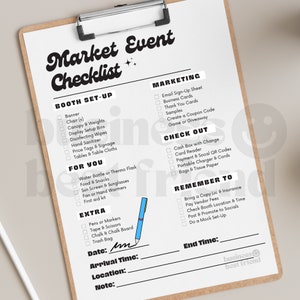 Market Event Checklist, Vendor Event Checklist, Small Business Event ...
