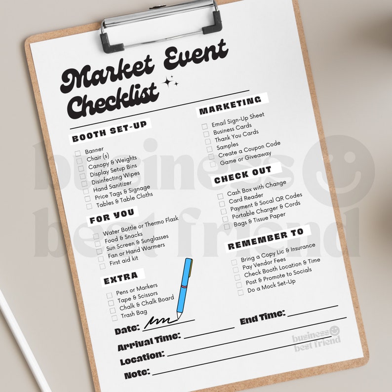 Market Event Checklist, Vendor Event Checklist, Small Business Event ...