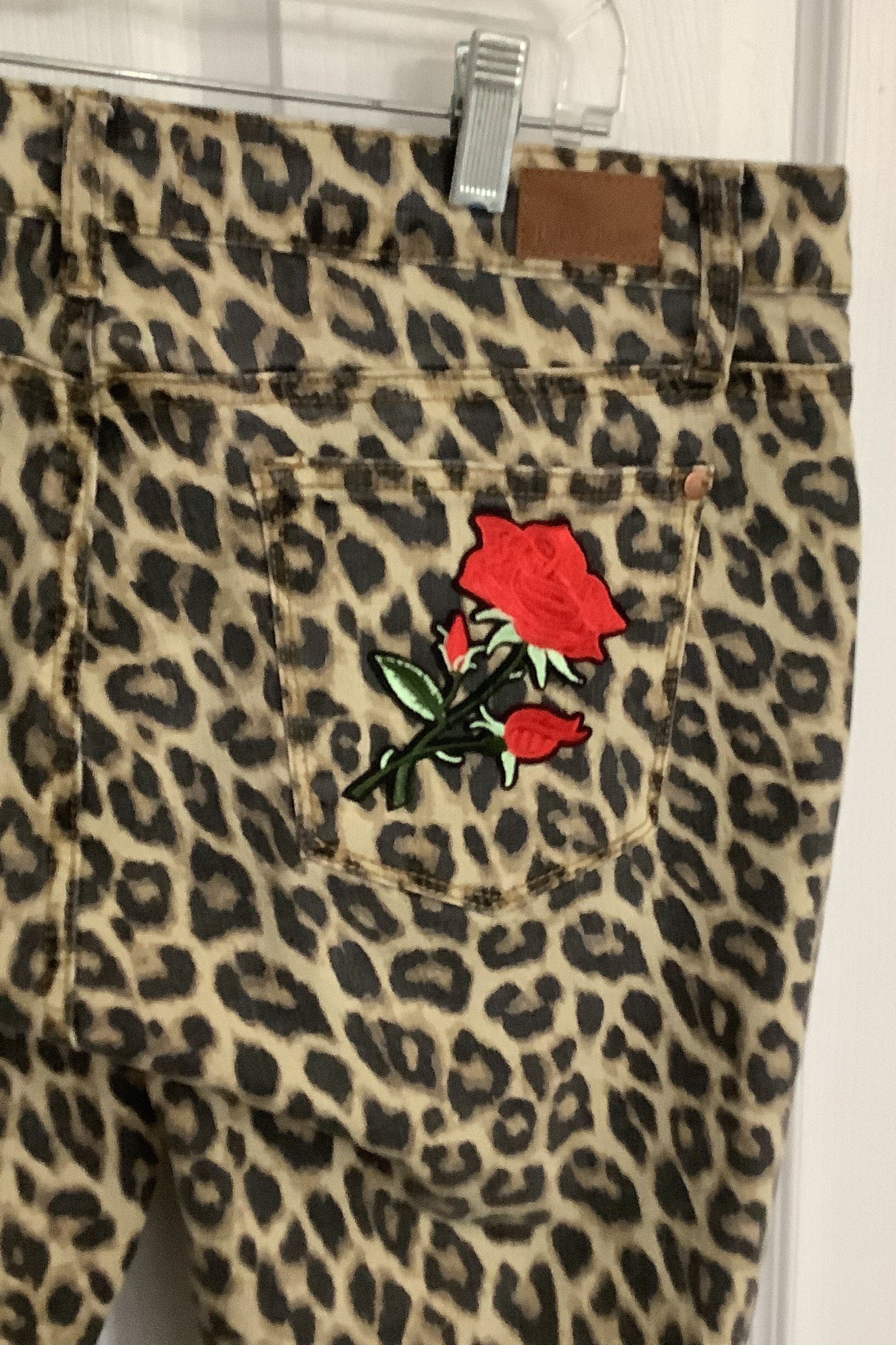 Leopard and Roses Jeans. Fun Jeans With Red Rosé Patches. Judy Blue ...