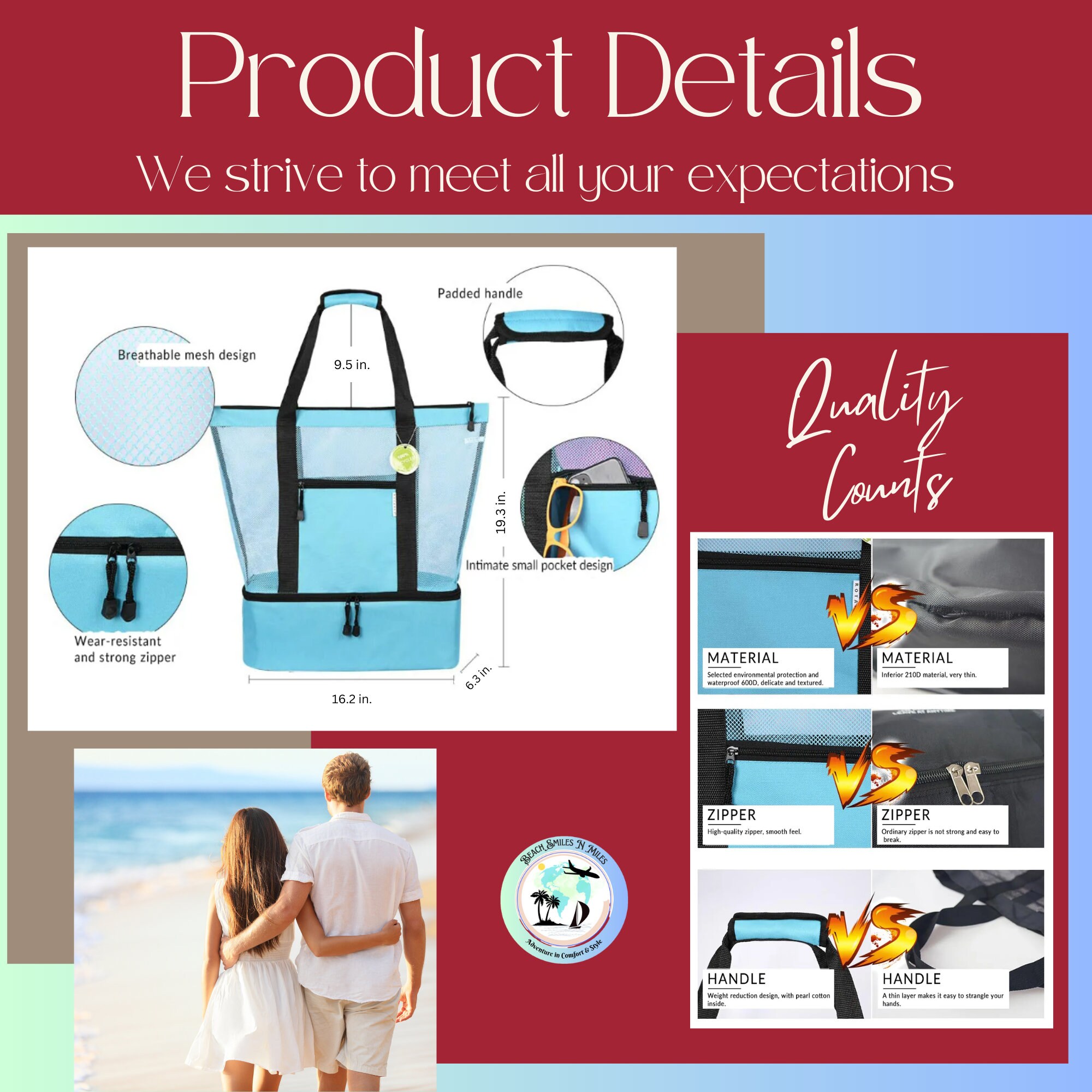 Mesh Beach Bag, Large Womens Beach Bags, Travel Mesh Tote Beach Bag ...