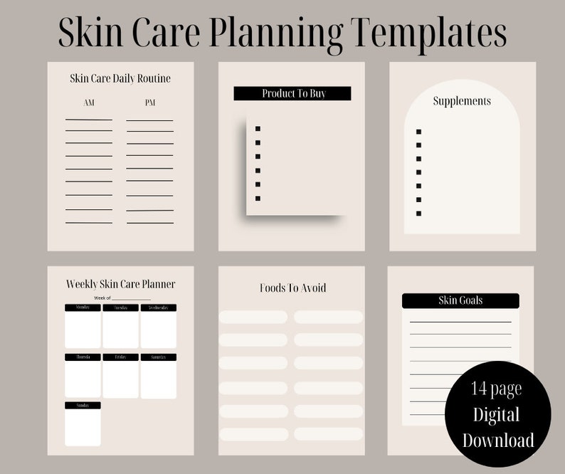 Skin Care Journal, Skin Care Planner, Skin Care Templates, Skin Care ...