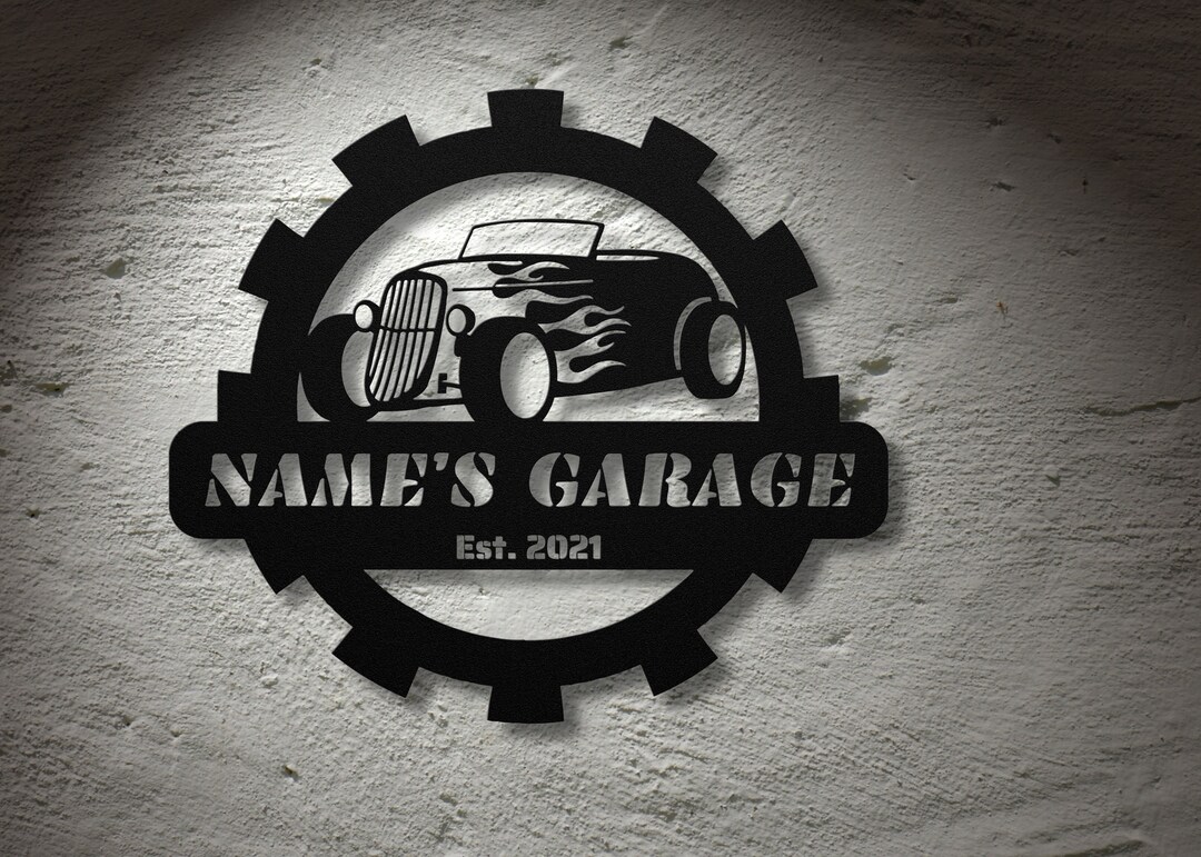 Hot Rod Personalized Metal Garage Sign | Wall Art, Car Sign - Etsy