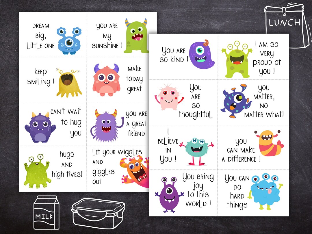 Lunchbox Notes for Kids Positive Affirmations Back to School Cards ...