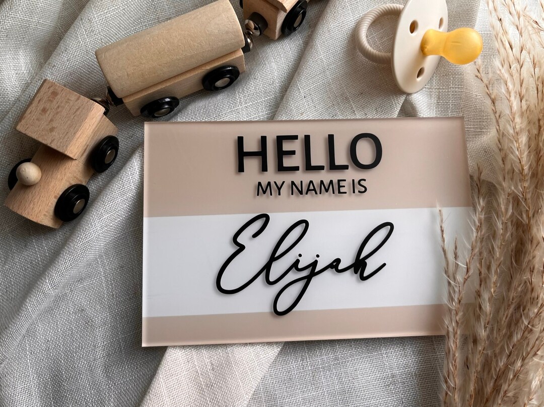 Hello My Name is Baby Sign Gift for Baby Shower Custom Photo Prop Birth ...