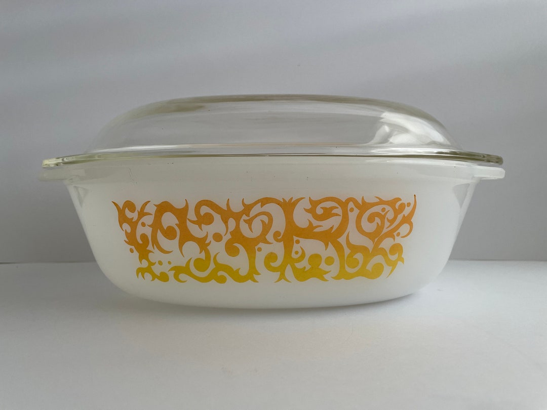 Rare Agee Pyrex Scroll (bramble) Oval Oven Dish in Orange/yellow - Etsy