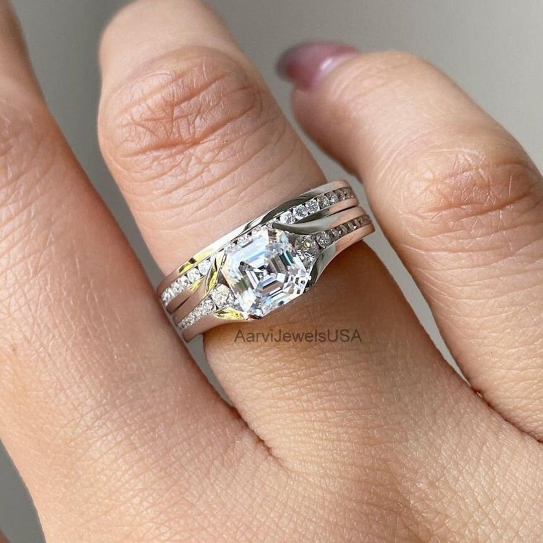 Ascher Diamond Ring Set Engagement Ring Perfect for Anniversary Wedding ...