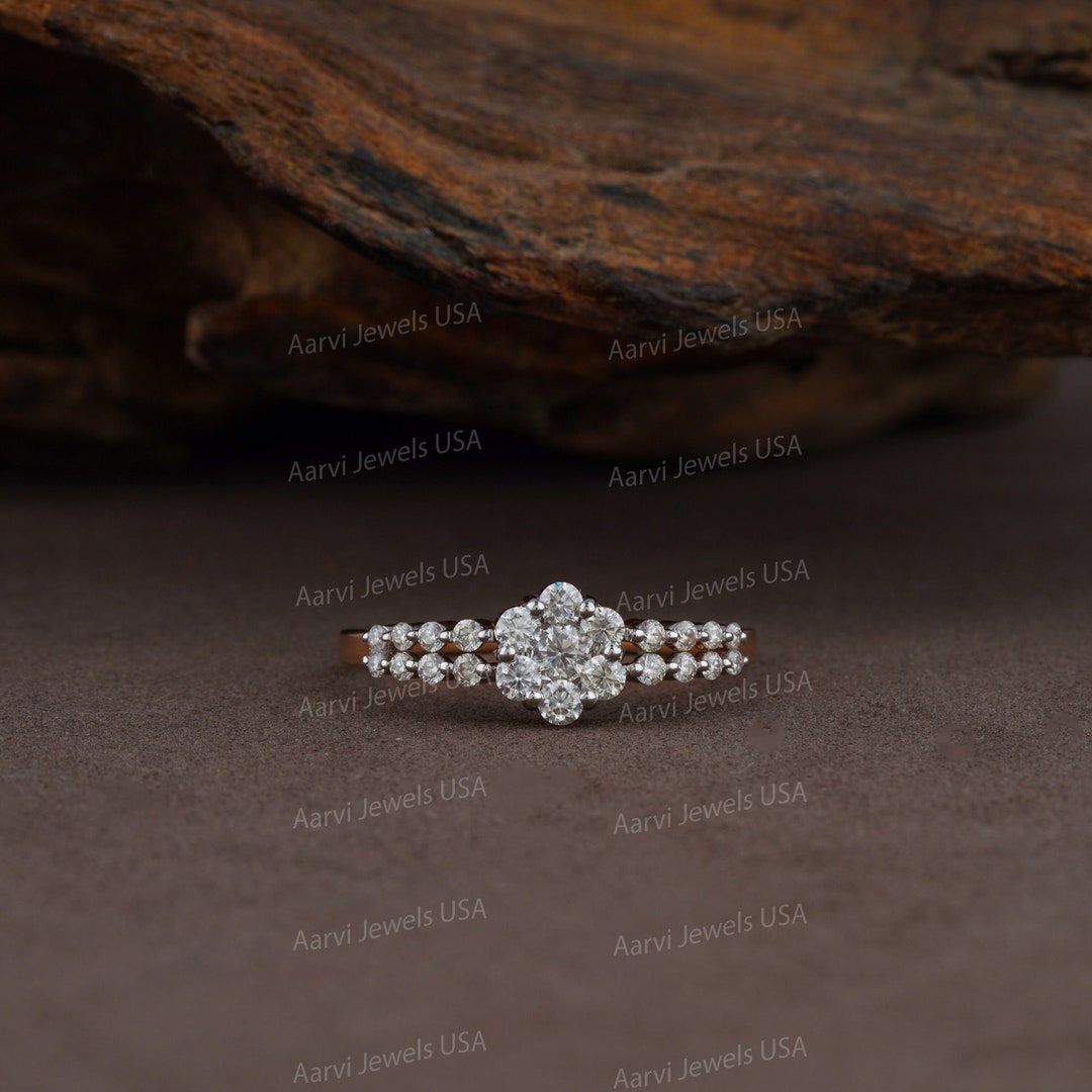 Elegant Bubble Prong Set Ring Diamond Ring Round Moissanite Diamond ...