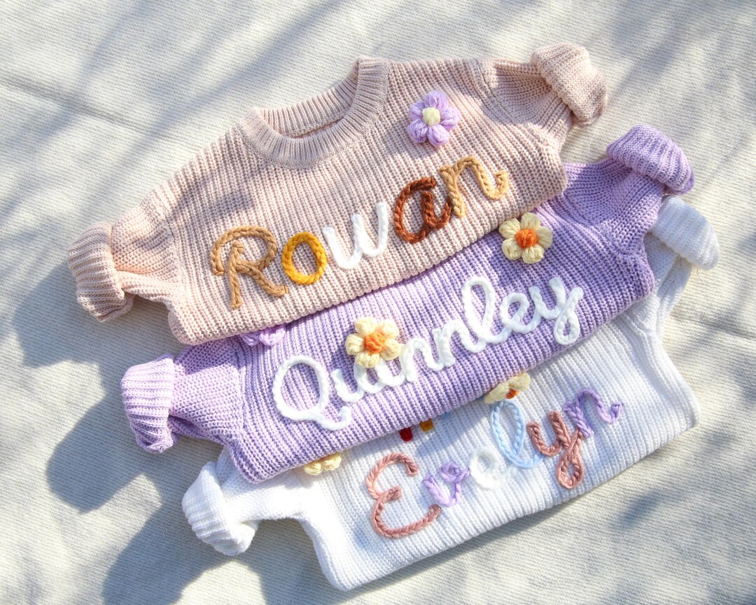 Custom Baby Sweater With Name- Personalized Embroidered Newborn Outfit ...