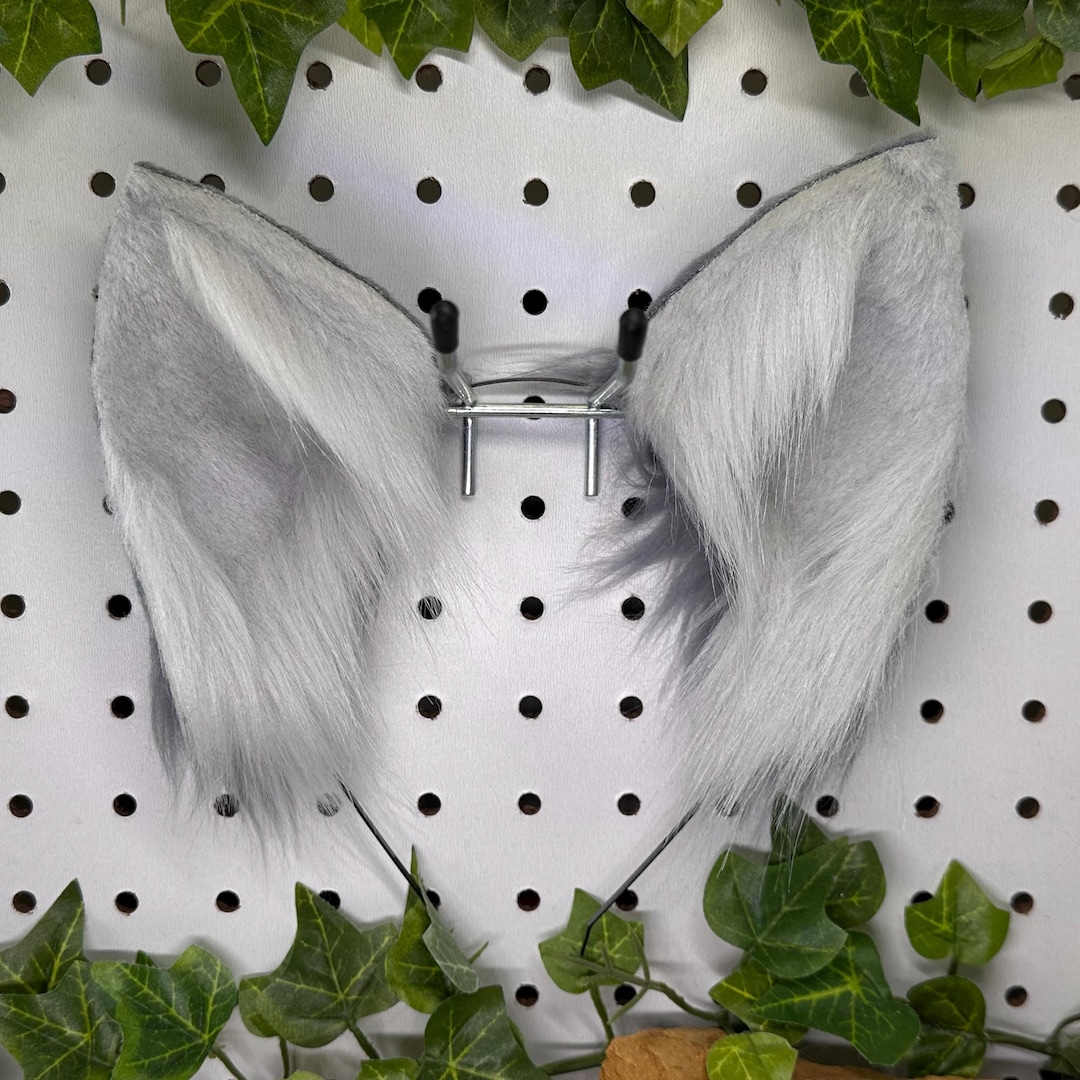 Realistic Silver Grey Cat Ears - 3" Tall Faux Ears for Cosplaying ...