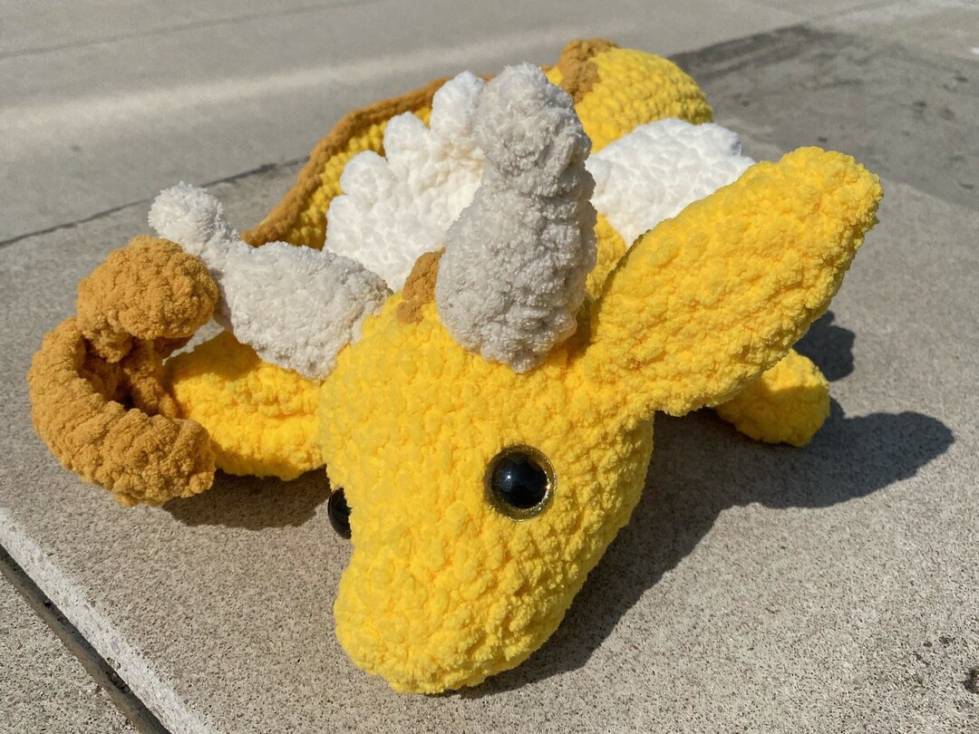Yellow Dragon Crochet Plushie / Fantasy Stuffed Animal / Sunshine Drake ...