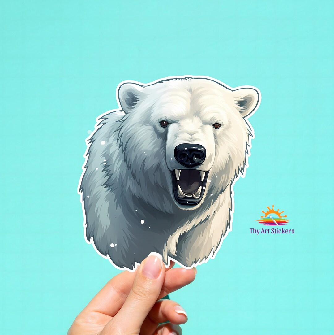Roaring Polar Bear Sticker Bear Sticker Bear Decal Polar - Etsy
